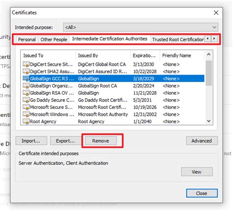 Remove Expired Certificates Microsoft Community