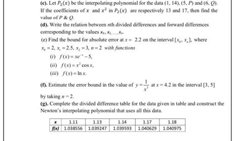 Solved C Let P2x Be The Interpolating Polynomial For