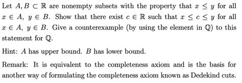 solved let a b⊂r are nonempty subsets with the property that