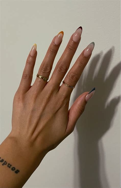 Almond Nails Inspo Coloured Tips Nail Designs Nail Art French Nails