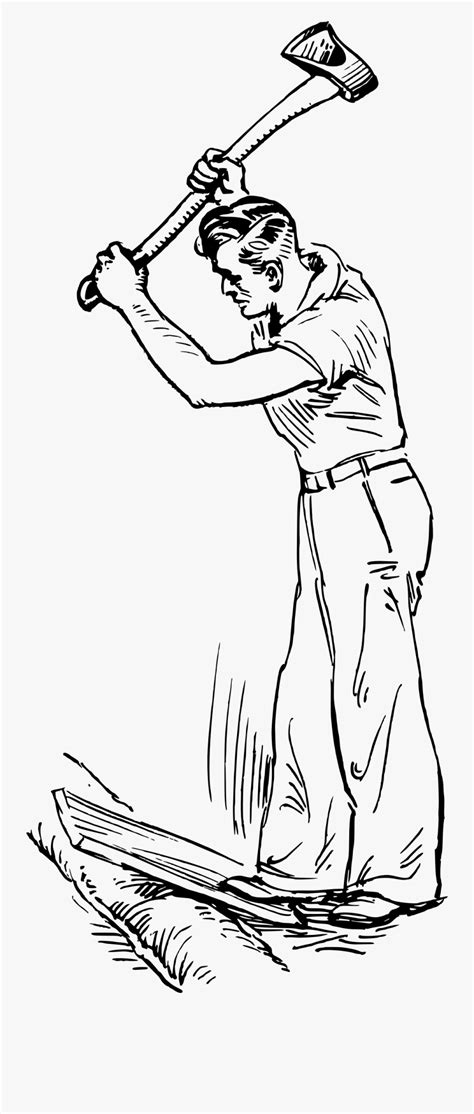 Clipart Man Cutting Wood With Axe Free Transparent Clipart