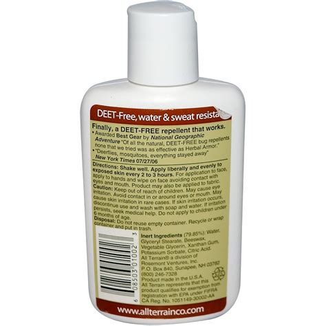 All Terrain Herbal Armor Insect Repellent Deet Free Lotion 4 Fl Oz