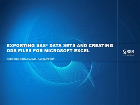 Pdf Exporting Sas Data Sets And Creating Ods Files For Microsoft