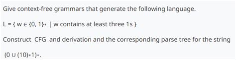 Solved Give Context Free Grammars That Generate The Chegg Com
