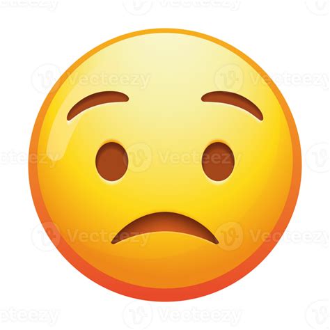 A Worried Emoji Face With Raised Eyebrows And A Slight Frown