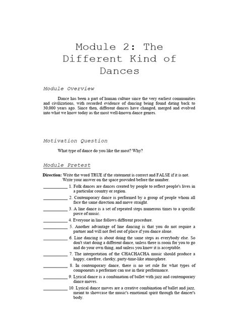 Phed 12 Module 3 Done Pdf Dances Ballet