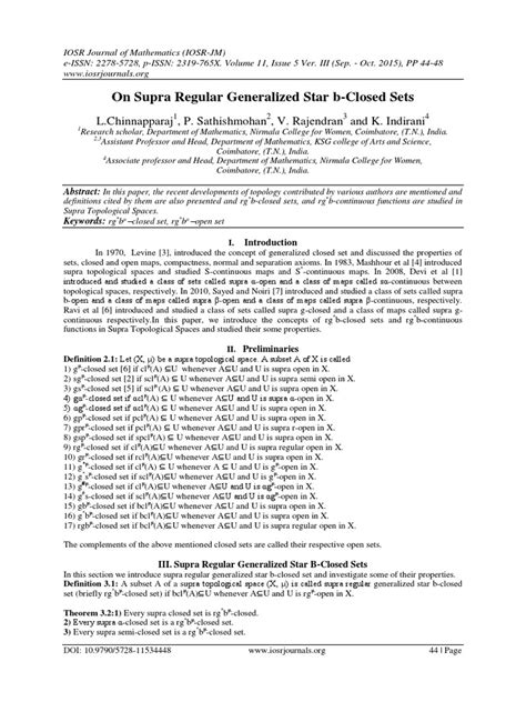 On Supra Regular Generalized Star B Closed Sets Pdf General Topology Continuous Function