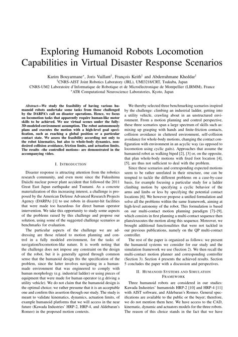 Pdf Exploring Humanoid Robot Locomotion Capabilities In Virtual