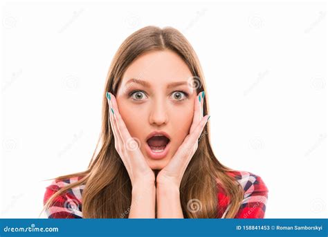 Portrait Of Surprised Girl With Raised Eyebrows Stock Image Image Of