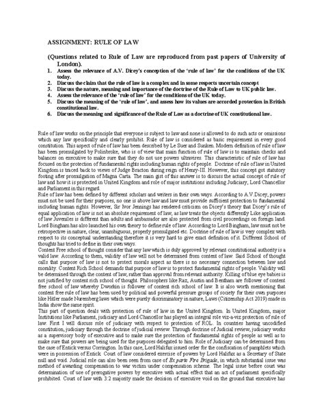 Rule Of Law Sample Answerstructure Assignment Rule Of Law