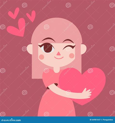 Cute Girl Holding A Big Heart Stock Vector Illustration Of Heart