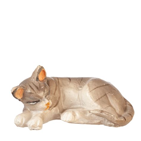 1 Inch Scale Gray Cat Laying Left Dollhouse Miniature Real Good Toys