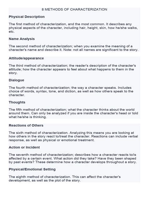 8 Methods Of Characterization Pdf