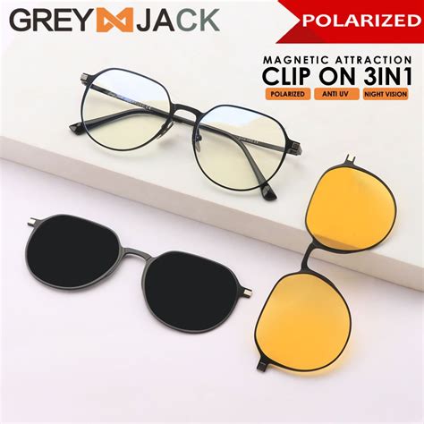Jual Grey Jack Kacamata Clip On 3in1 Lens Polarized Night Drive Model