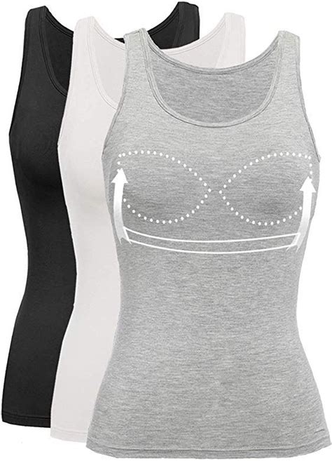 Tank Top With Built In Bra Cup For Women Casual Wide Strap Sleevless