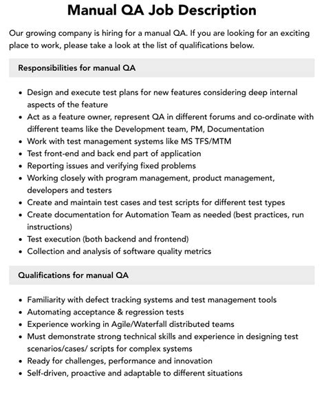 Manual QA Job Description Velvet Jobs