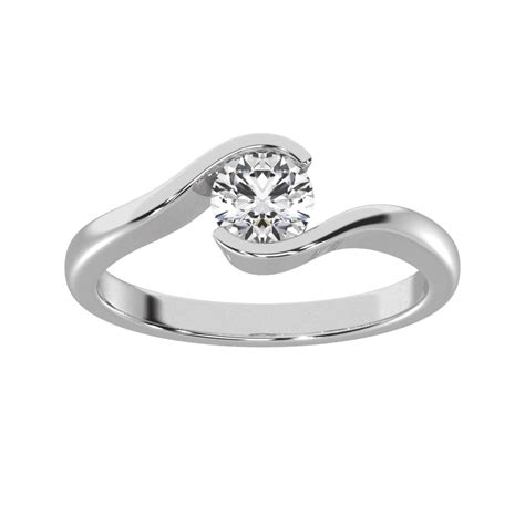 Solitaire Diamond Curved Ring Stelios Jewellers