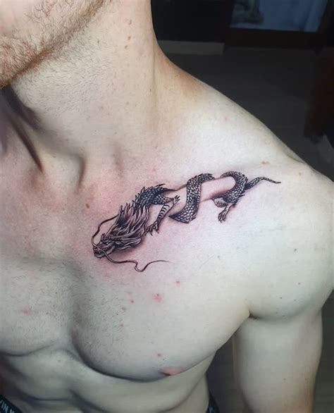 Tatuagem Mens Clavicle Tattoo Small Dragon Chest Tattoo Small