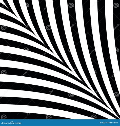 Black And White Abstract Background With Curves Symmetrical Stripes Stock Vector Illustration