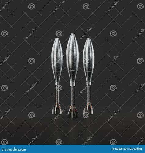 Military Ammo Mortar Shell Rocket D Rendering Stock Illustration