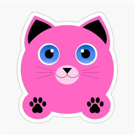 Cute Anime Pink Cat With Blue Eyes Sticker For Sale By Highscale