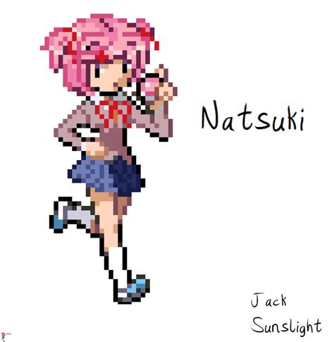 Natsuki Ddlc Pixel Art Grid Natsuki Pixel Art Pixel Art Grid
