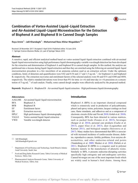 Combination Of Vortex Assisted Liquid Liquid Extraction And Air Assisted Liquid Liquid