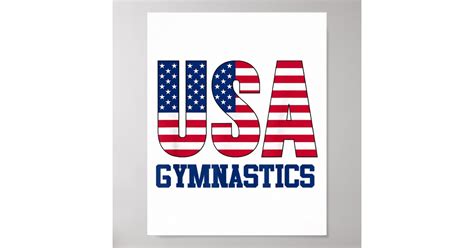Usa With American Flag Gymnastics Sports Poster Zazzle