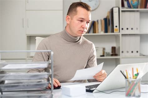 Caucasian Man Manager Working In Office Stock Photo Image Of Working