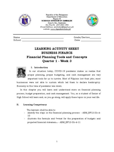 G12 Buss Finance W3 Las Pdf Inventory Financial Plan