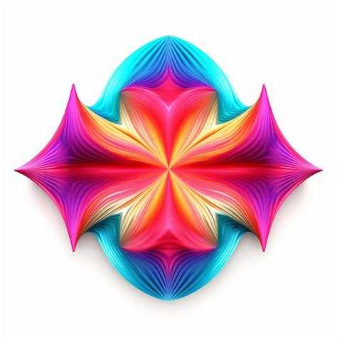 Vibrant Neon Art Design Symmetrical 3d Objects On White Background Premium Ai Generated Image