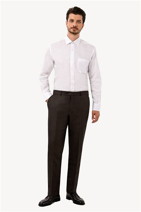 Sofistike Stil Erkek Kahverengi Regular Fit Kumaş Pantolon