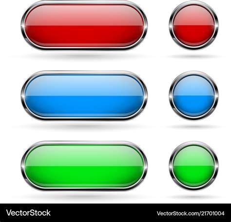Colored Glass Buttons With Chrome Frame Royalty Free Vector