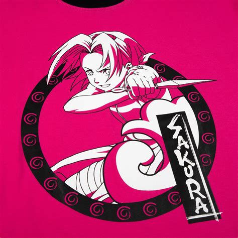 Naruto Sakura Pattern Sleeve Pink Tee Naruto Atsuko