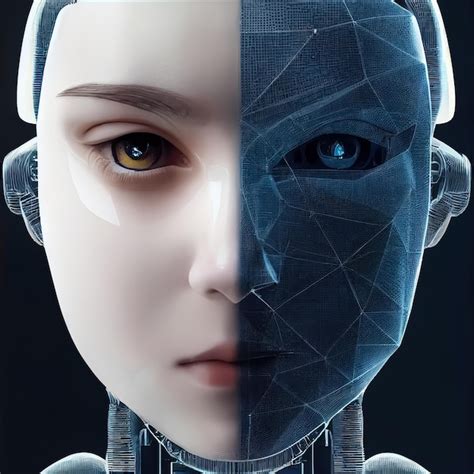 인간형 머리 기술 미래 개념의 Ai 또는 인공 지능 디지털 3d 그림 프리미엄 사진