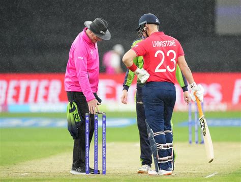 Liam Livingstone Looks On As Umpire Paul Reiffel Signals The Final