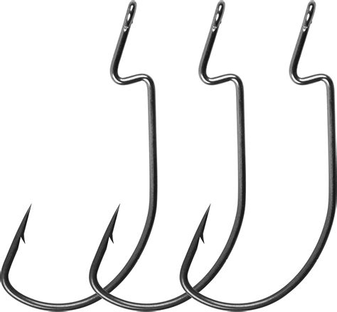 Worm Fishing Hooks Offset Bass Hooks 3x Strong Wide Gap Barb Hooks For