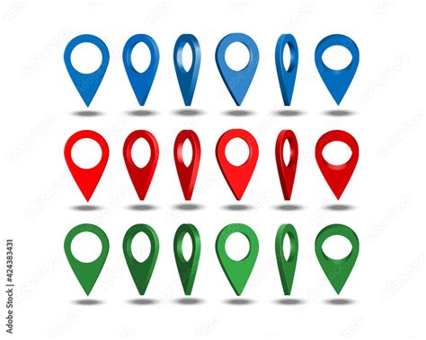 Location Icons 3d Big Setmap Pointer Pin Redgreenblue Location