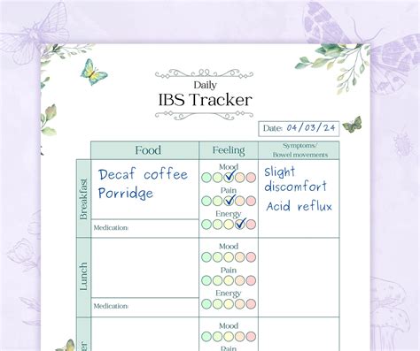 IBS Tracker Printable PDF Symptom Tracker Gut Health IBS Journal Healthy Gut Etsy