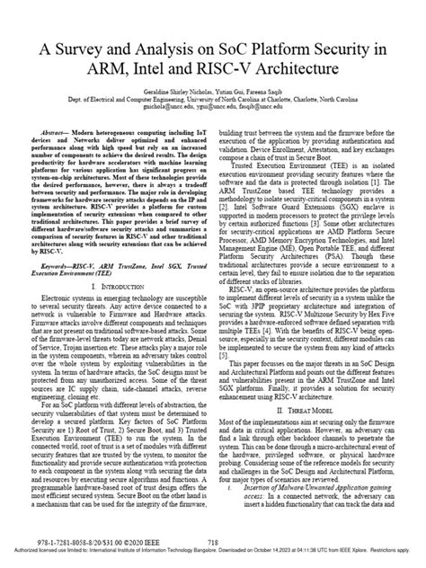 a survey and analysis on soc platform security in arm intel and risc v