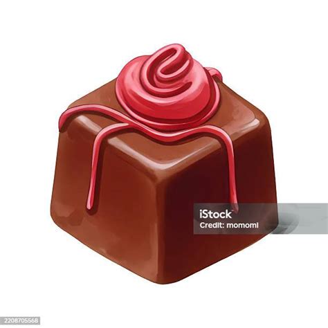 사각 모양의 초콜릿 베리의 럭셔리 발렌타인 데이 초콜릿 수채화 일러스트레이션 0명에 대한 스톡 벡터 아트 및 기타 이미지 0명 갈색 귀여운 Istock