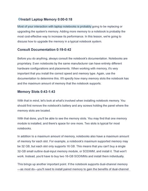 12 1 6 Install Laptop Memory Install Laptop Memory 0 00 0 Most Of Your Interaction With