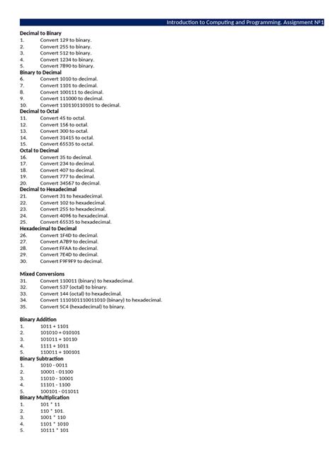 Assignment Numerical Systems Pdf Decimal Computer Engineering