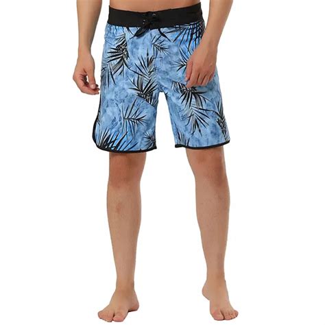 Mens Summer Casual Drawstring Waist Printed Beach Board Shorts