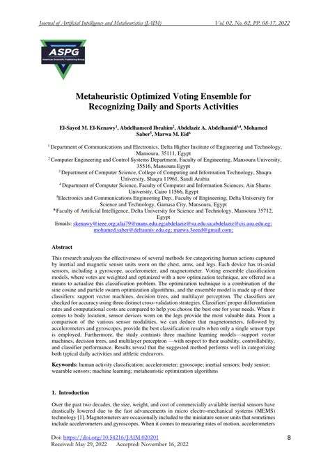 pdf metaheuristic optimized voting ensemble for recognizing daily and