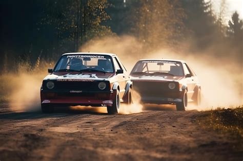 Premium Ai Image Photo Panning Rally Cars Overtaking Each Other On