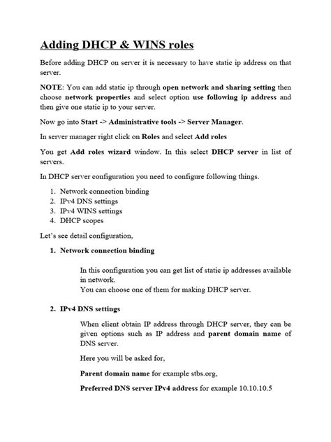 dhcp and wins pdf ip address domain name system