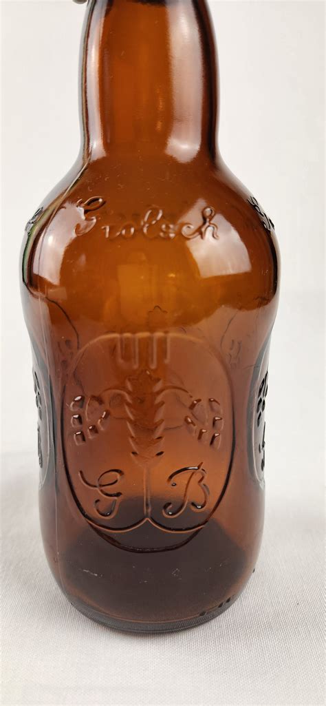 Vintage Grolsch Amber Colored Glass Beer Bottle With Porcelain Swing