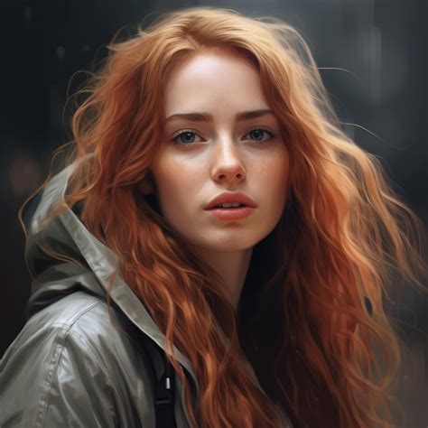 Premium Photo Portrait Of A Beautiful Redhaired Girl In A Raincoat