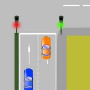 The Traffic Light On The Right Is Green And The One On The Left Is Red
